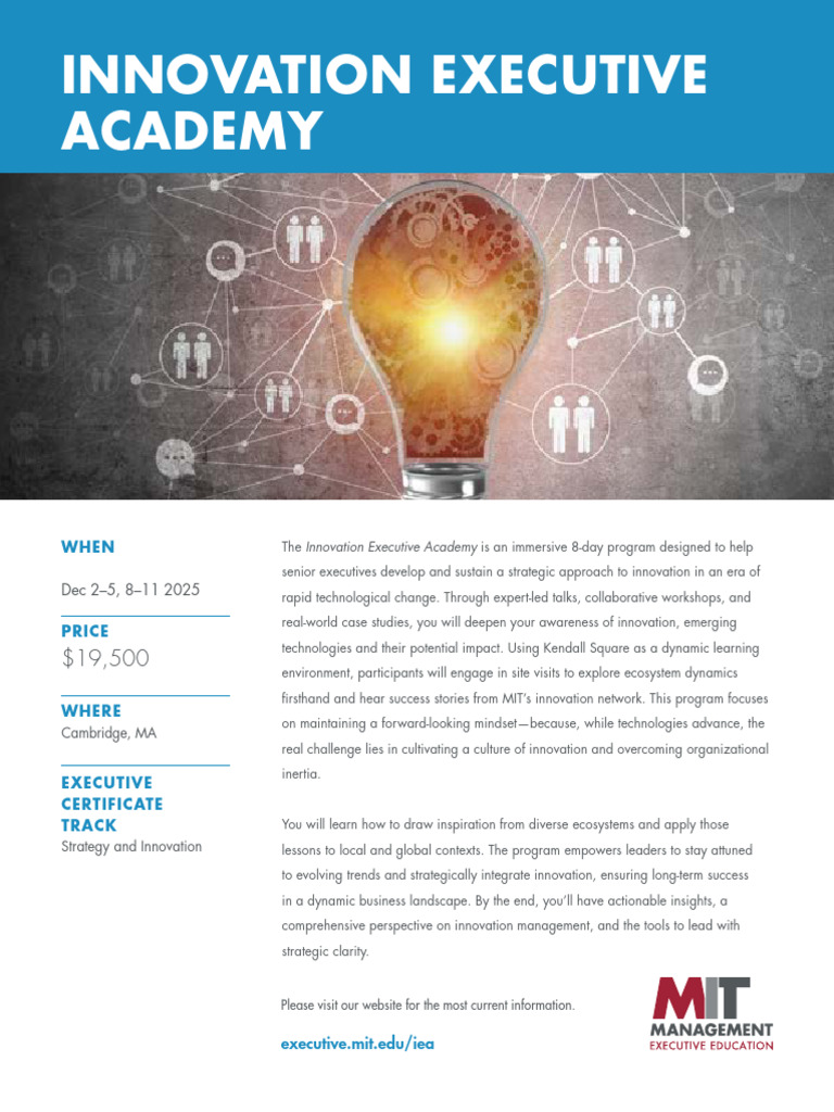 Innovation Executive Academy Overview | PDF | Innovation | Cognition