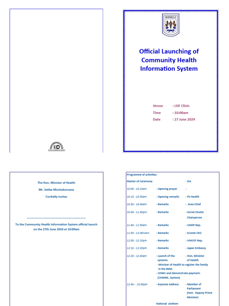 Community Health Information System Launch | PDF