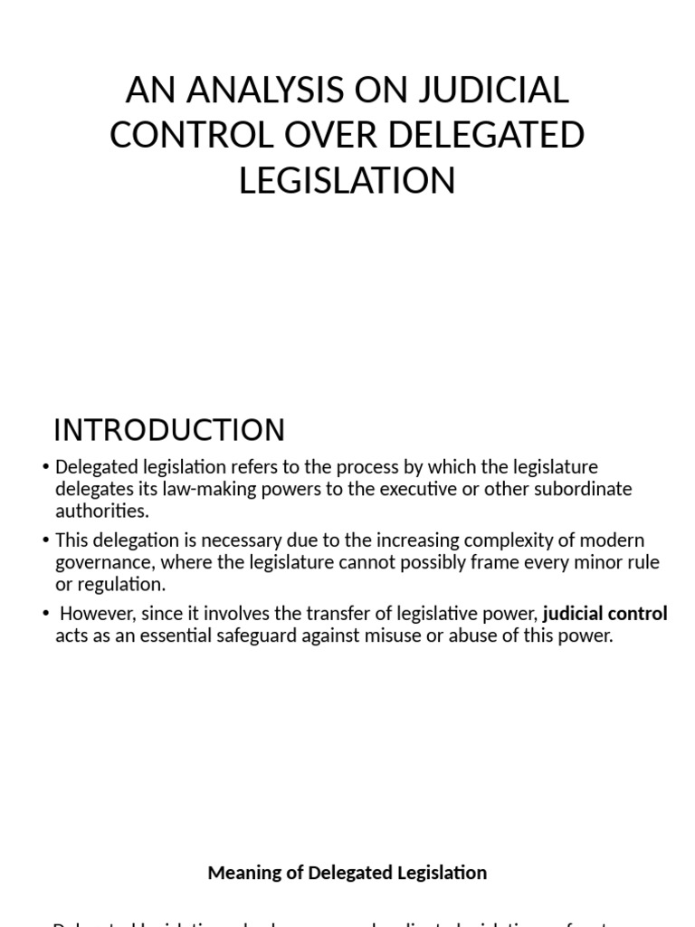 An Analysis On Judicial Control Over Delegated Legislation | PDF ...