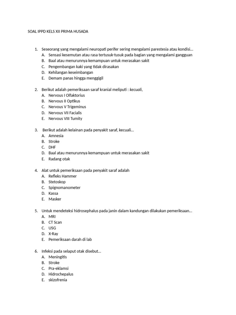 Soal Ippd Kels Xii Prima Husada | PDF
