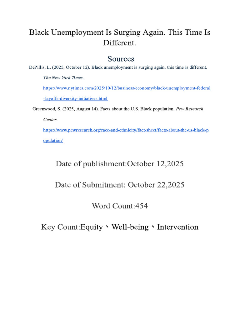Black Unemployment Is Surging Again. This Time Is Different | PDF