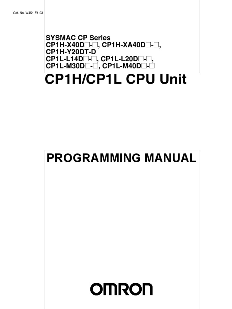 CP1H/CP1L CPU Unit: Programming Manual | PDF | Capacitor | Programmable Logic Controller