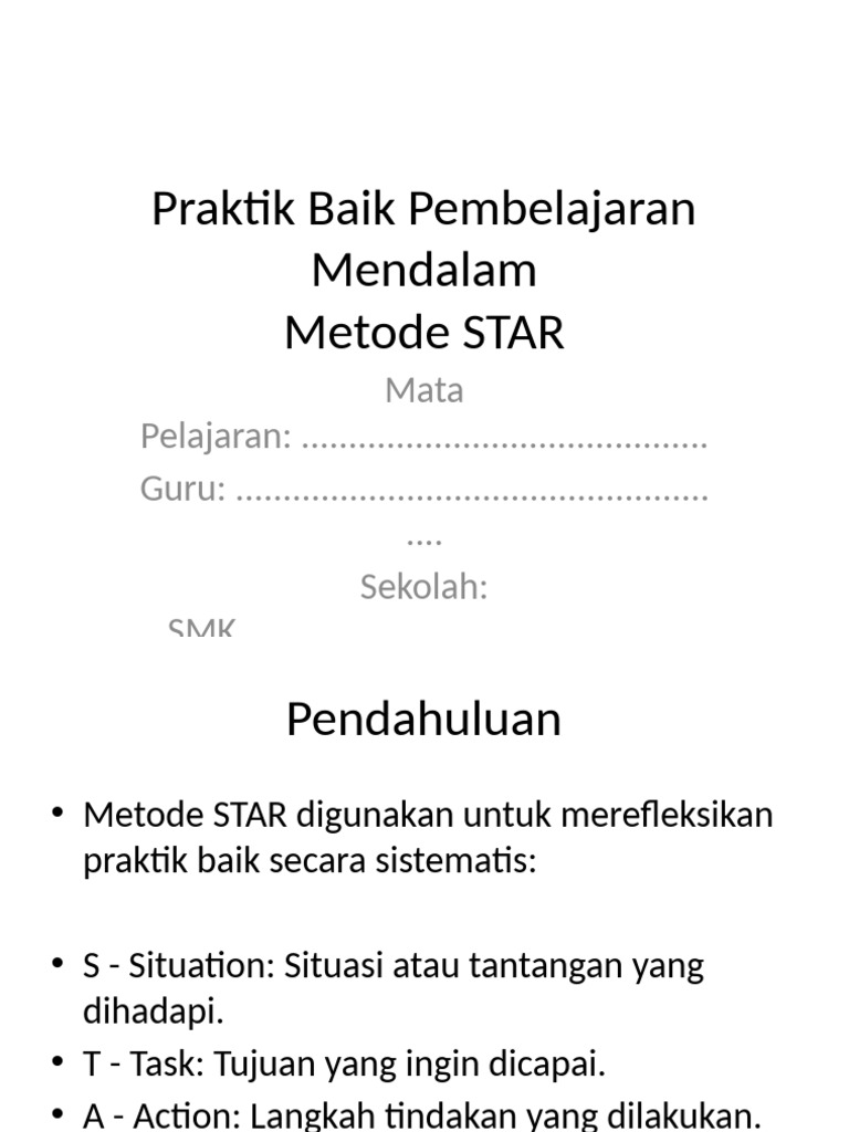 Praktik Baik Metode STAR dalam Pembelajaran | PDF