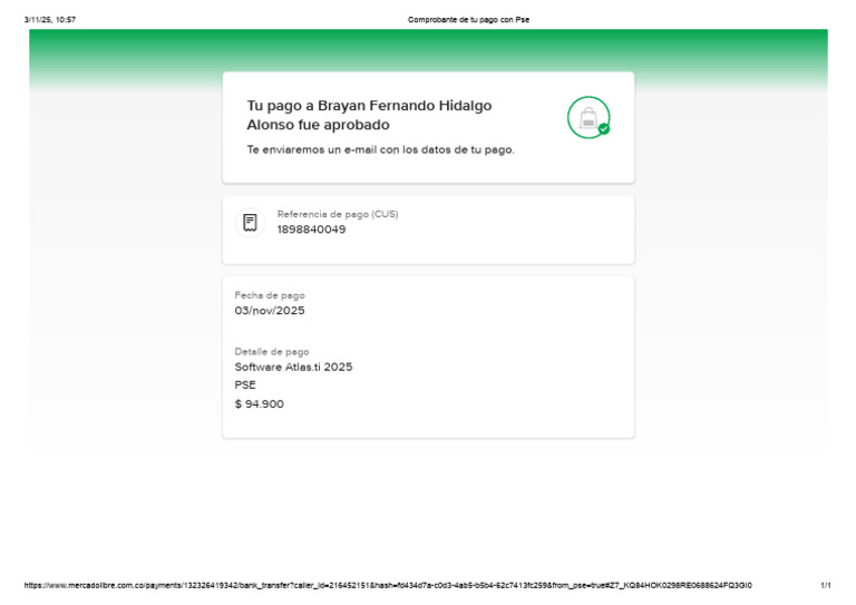 Comprobante de Tu Pago Con Pse | PDF