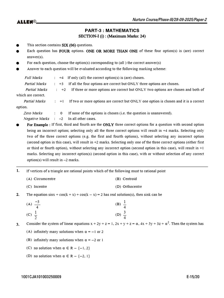 2809 Nurture Phase-III Paper-2 E H JA 2 | PDF | Line (Geometry) | Angle