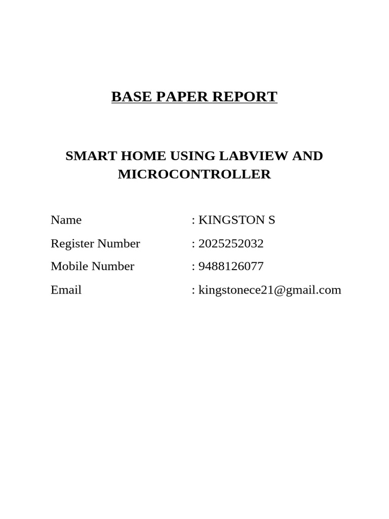 Base Paper Report: Smart Home Using Labview and Microcontroller | PDF ...