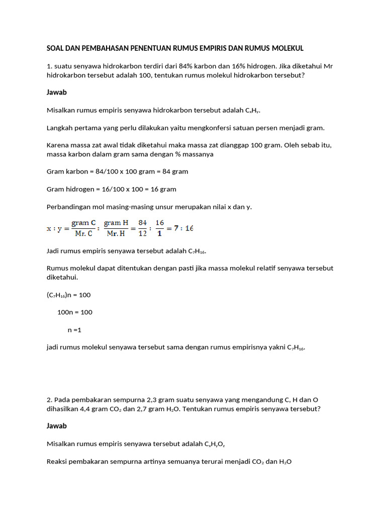 Rumus Empiris dan Molekul Hidrokarbon | PDF