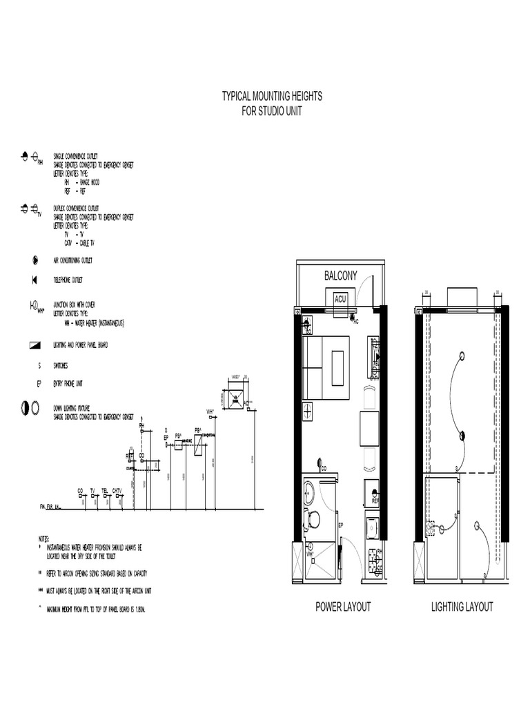 Studio Unit Mounting Heights Guide | PDF