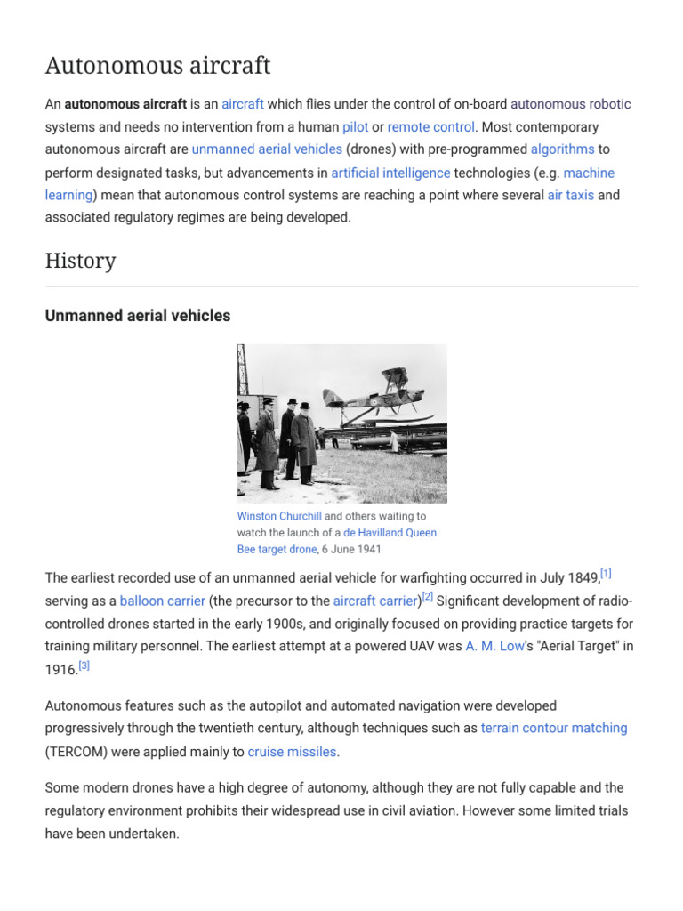 Autonomous Aircraft - Wikipedia | PDF | Unmanned Aerial Vehicle | Computing