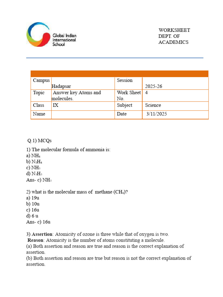 Anskey WS Atoms and Molecules Part 4.Docx | PDF | Atoms | Atomic Nucleus