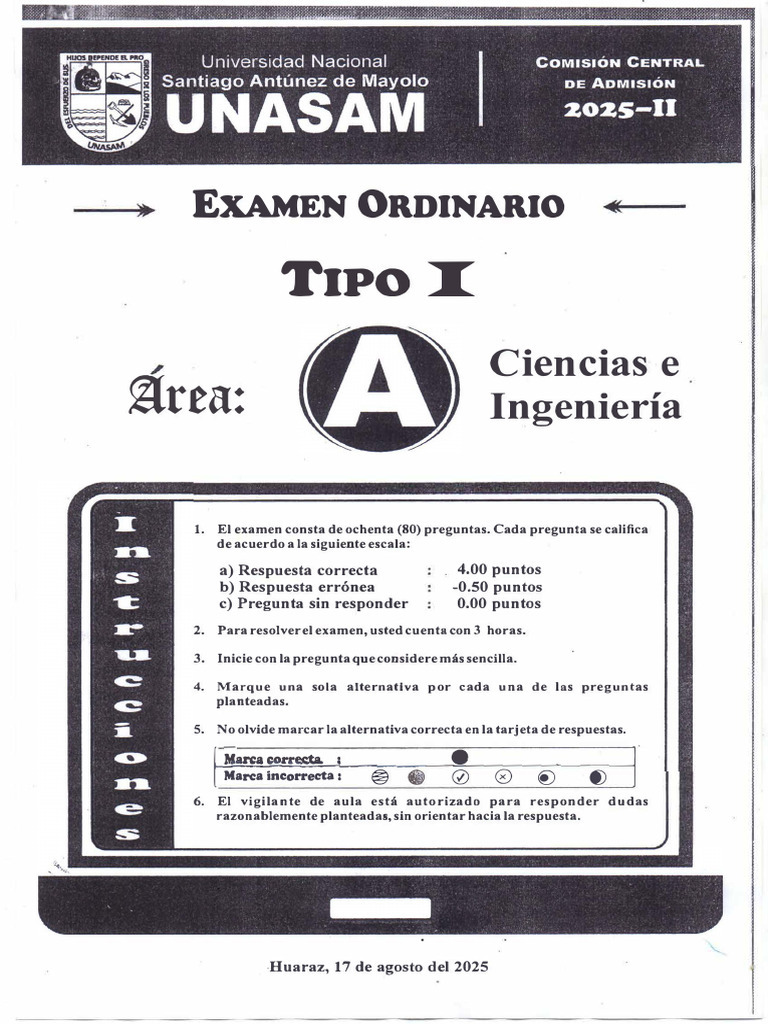 Examen Ordinario de Ciencias e Ingeniería | PDF