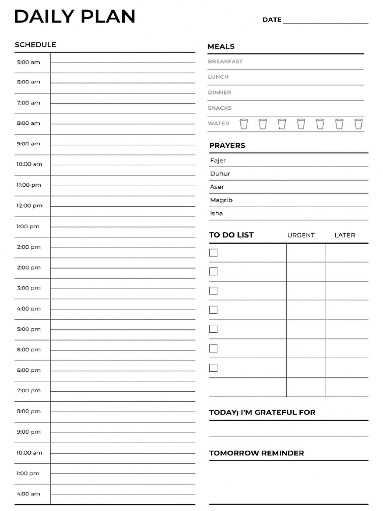 Daily Plan | PDF