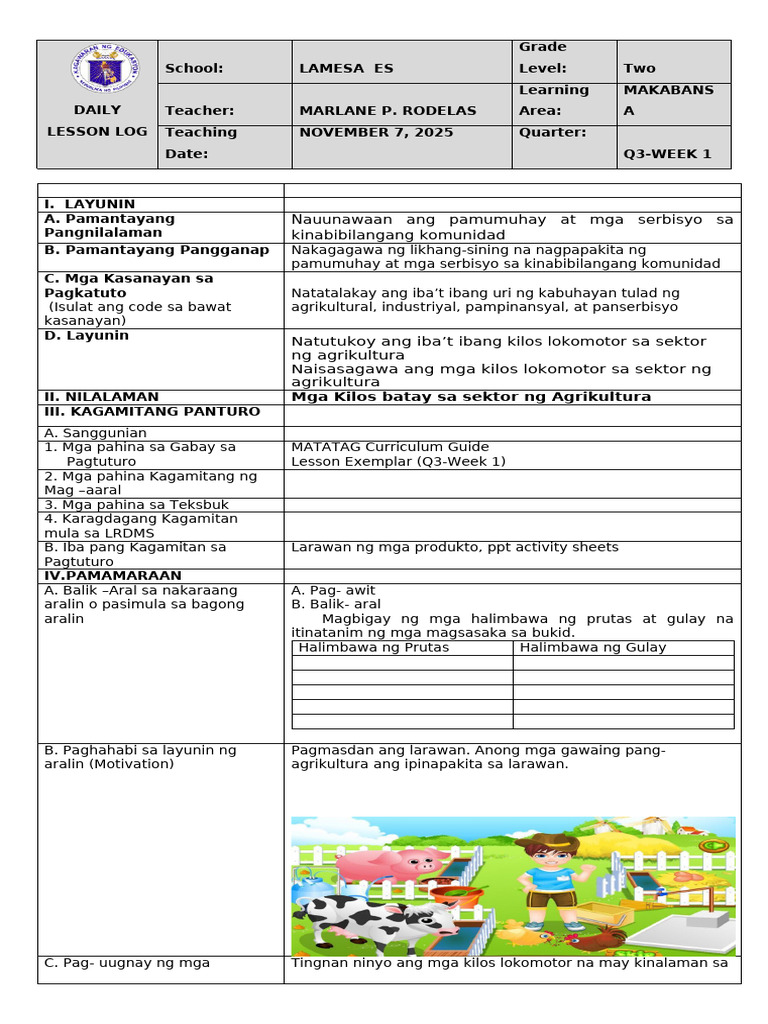 Q3 DLL G2 Makabansa W1D4 | PDF