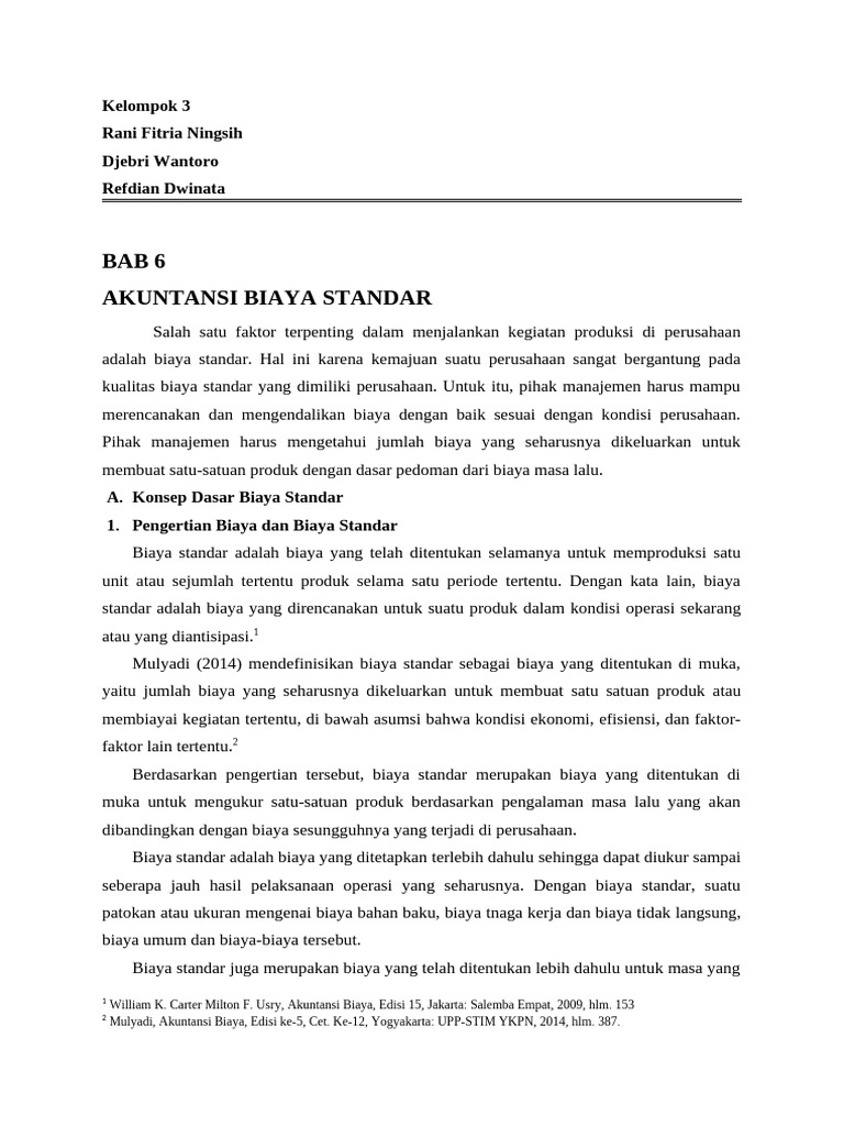 Akuntansi Biaya Standar: Konsep dan Manfaat | PDF