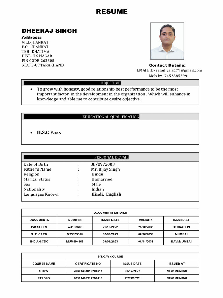Dheeraj Singh Resume | PDF