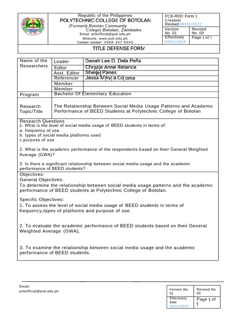 Social Media Impact on BEED Students' Grades | PDF | Behavioural ...
