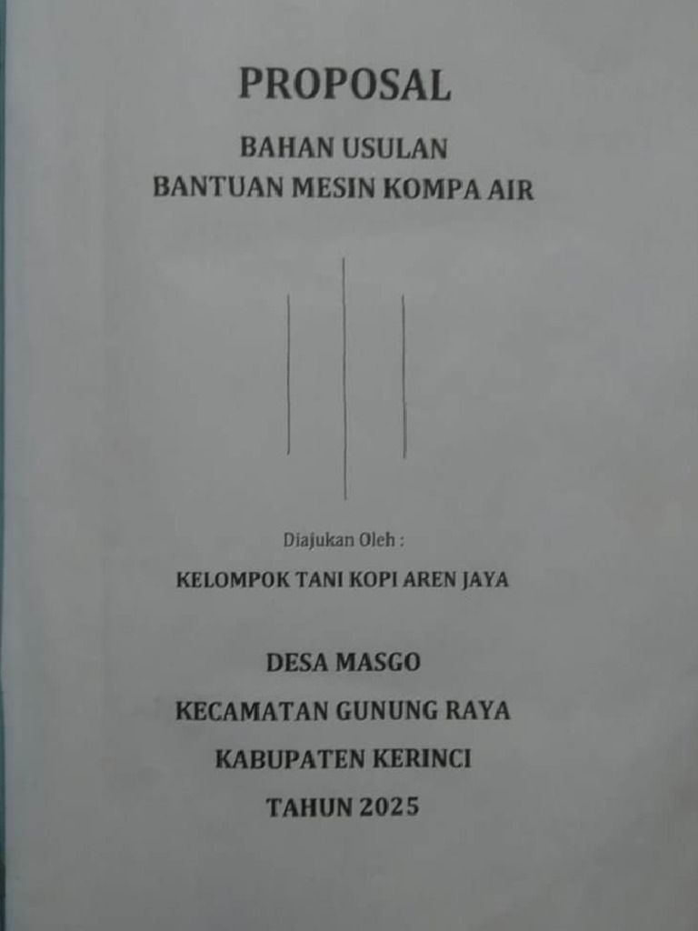 Proporsal Poktan Kopi Aren Jaya Desa Masgo 2025 | PDF