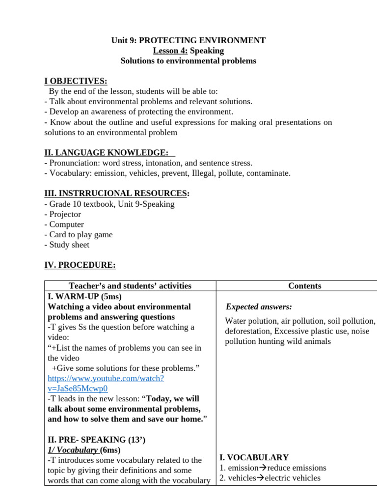 Environmental Vocabulary and Solutions | PDF | Vocabulary | Pollution
