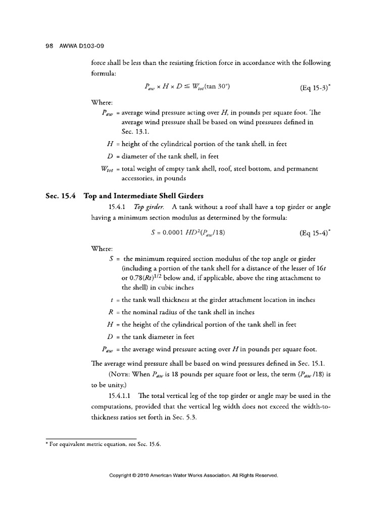 AWWA D103-09 - Wind Girders | PDF