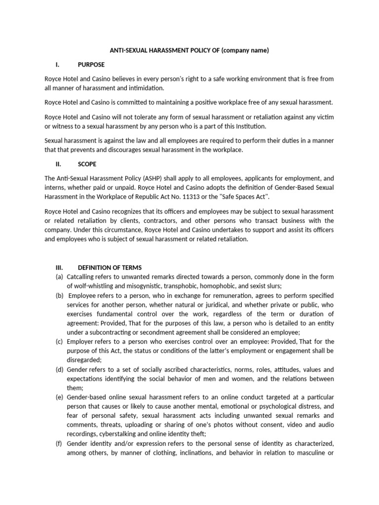 Anti Harassment Policy | PDF | Sexual Harassment | Harassment