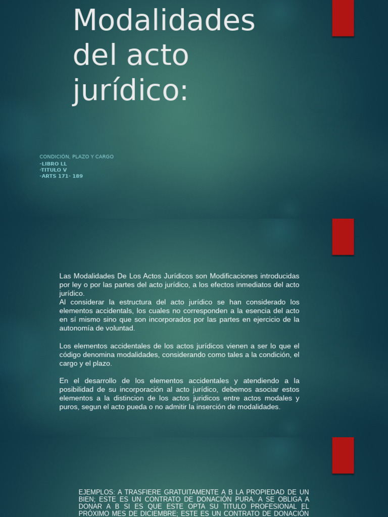 Modalidades del Acto Jurídico: Condición, Plazo y Cargo | PDF ...