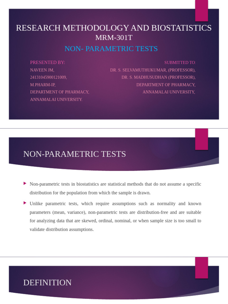 Non-Parametric Tests in Biostatistics | PDF | Nonparametric Statistics ...