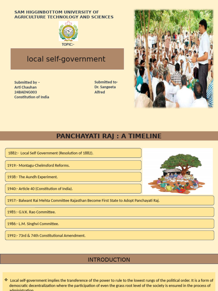 Local Self Government | PDF | Governance | Government Of India