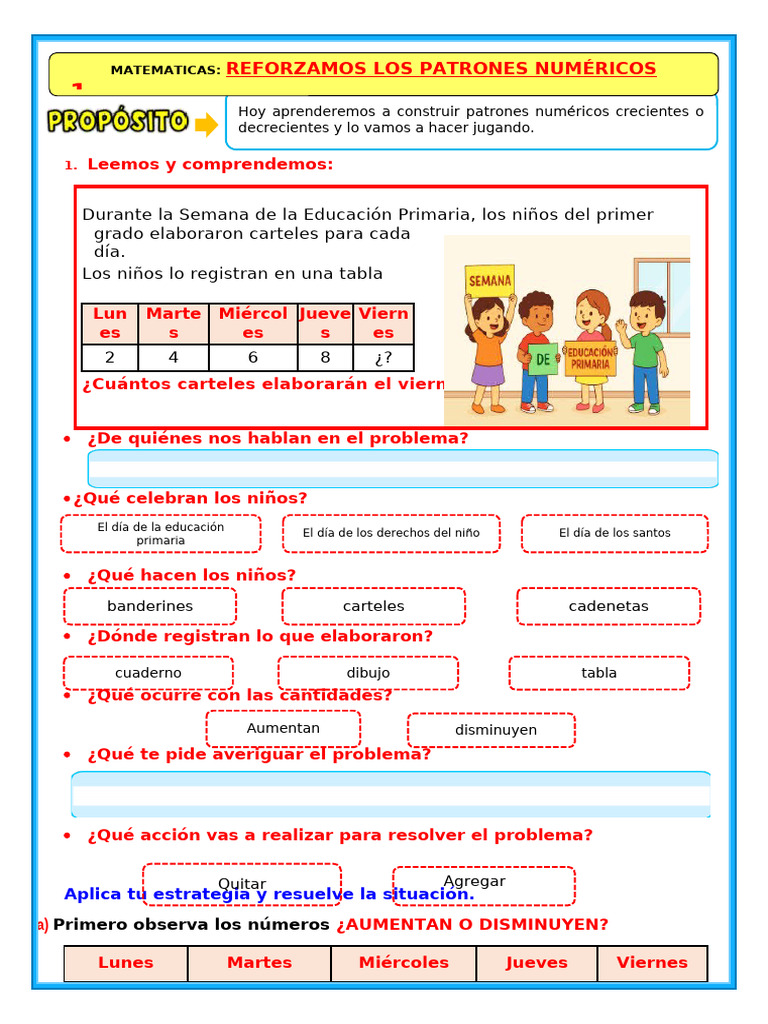 1º u7 s4 Ficha d5 Mat Reforzamos Patrones Numéricos | PDF