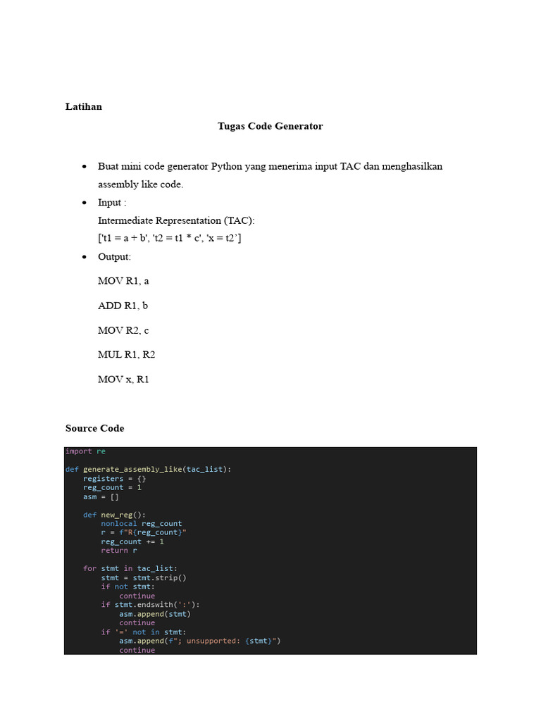 Code Generator Bahasa Assembly | PDF