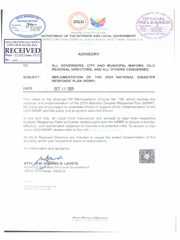 Implementation of The 2024 National Disaster Response Plan (NDRP) - 2-5 | PDF | Risk | Emergency ...