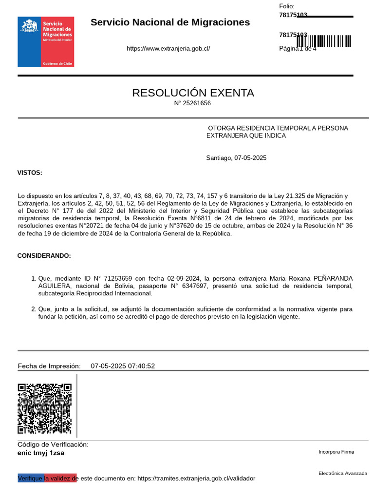 Residencia Temporal para Extranjera en Chile | PDF | Gobierno