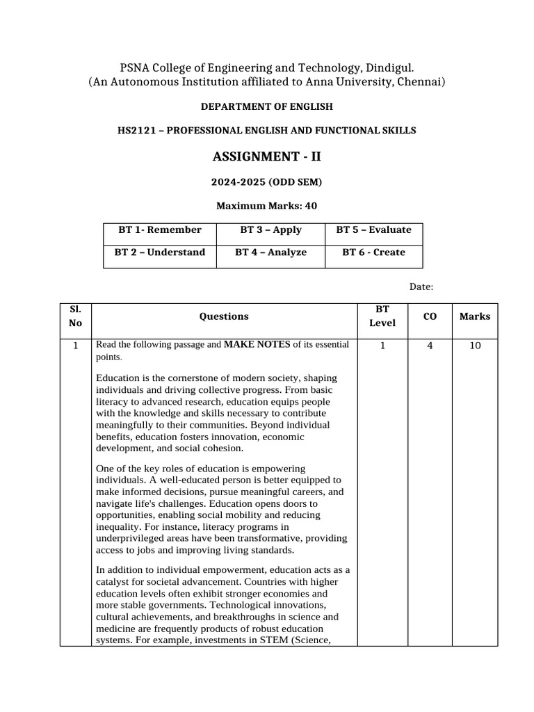Assignment II - Set 3 - QN Paper - NMSP | PDF | Cognition | Learning