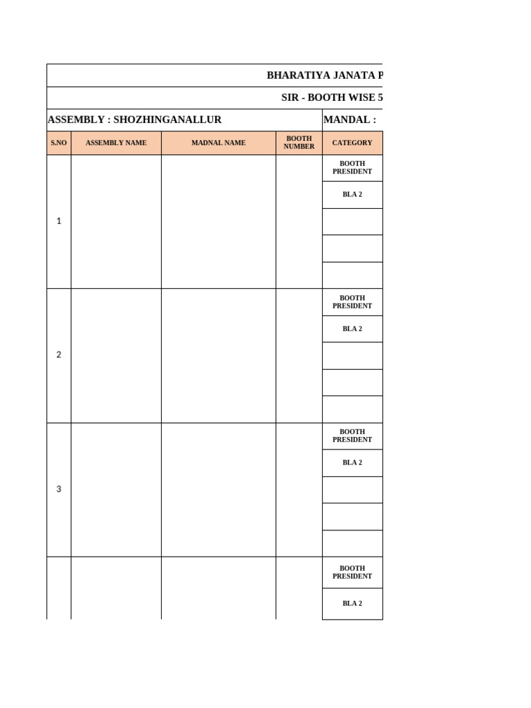 Sir - Booth Wise 5 Members Team | PDF
