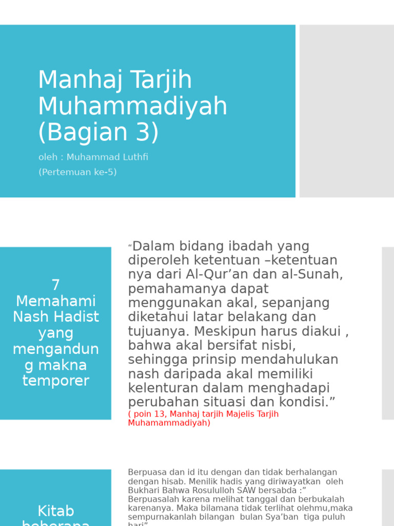 Memahami Nash Hadist dalam Manhaj Tarjih | PDF
