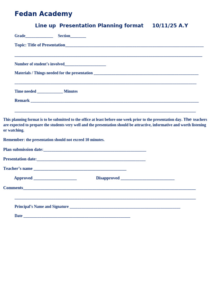 Presentation Planning Template | PDF