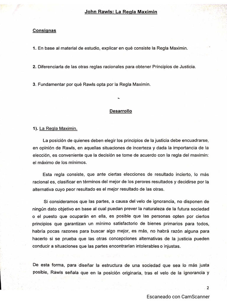 Regla Maximin Eje 3 Rawls | PDF