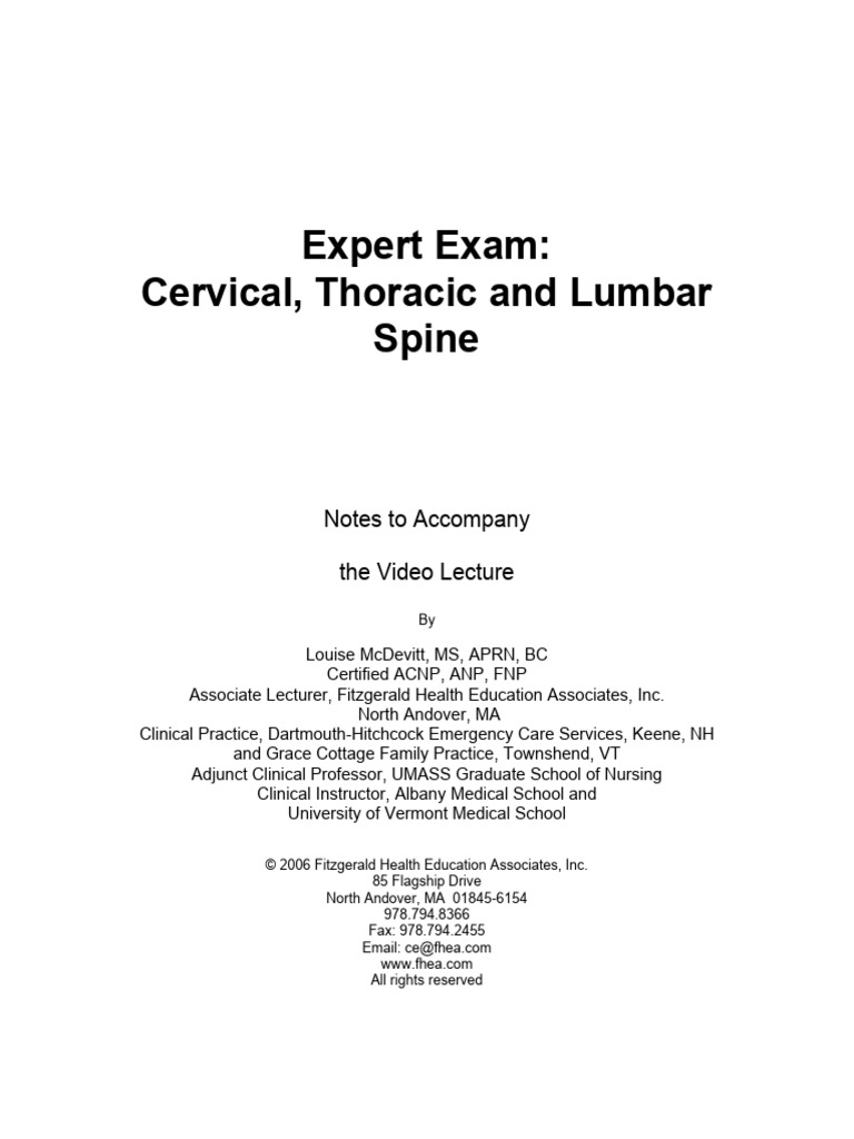 Spine Examination Techniques Guide | PDF | Vertebra | Spinal Cord