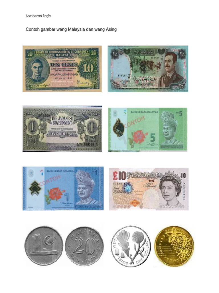 Contoh Gambar Wang Malaysia Dan Wang Asing | PDF