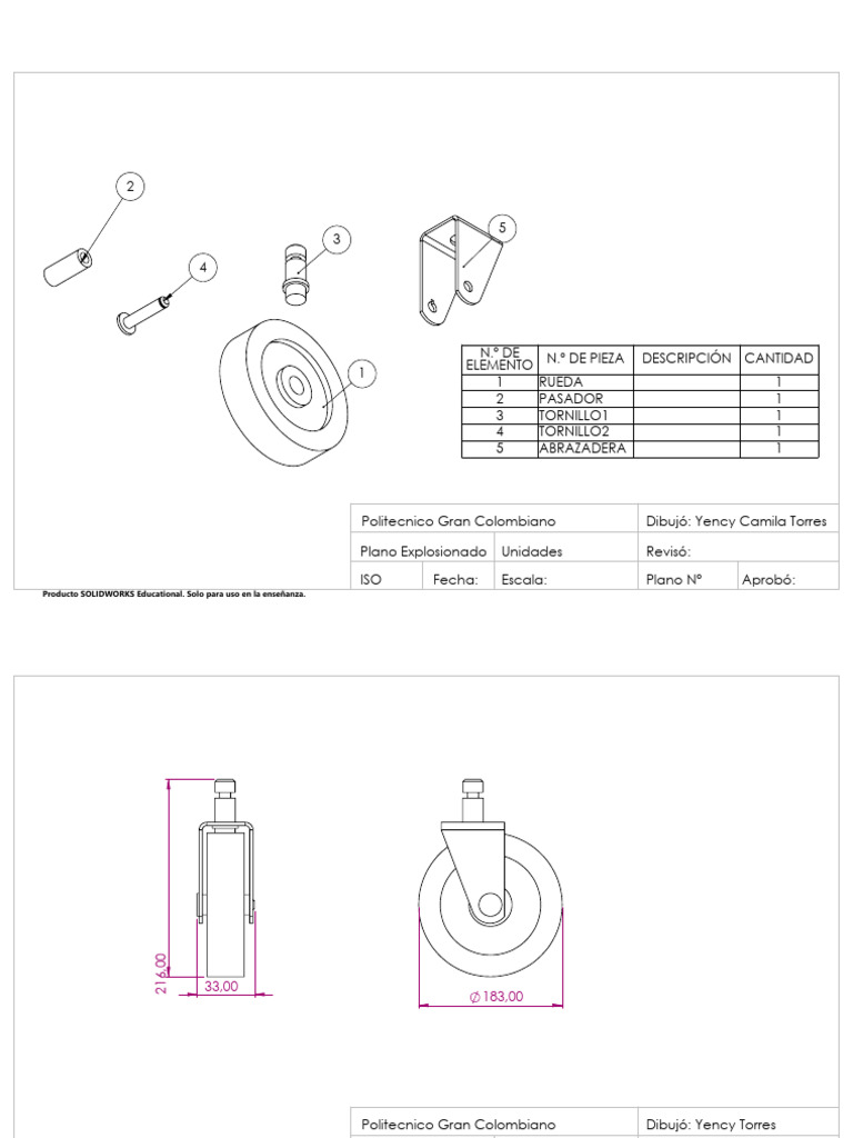 Plano de Ensamble con Componentes SOLIDWORKS | PDF