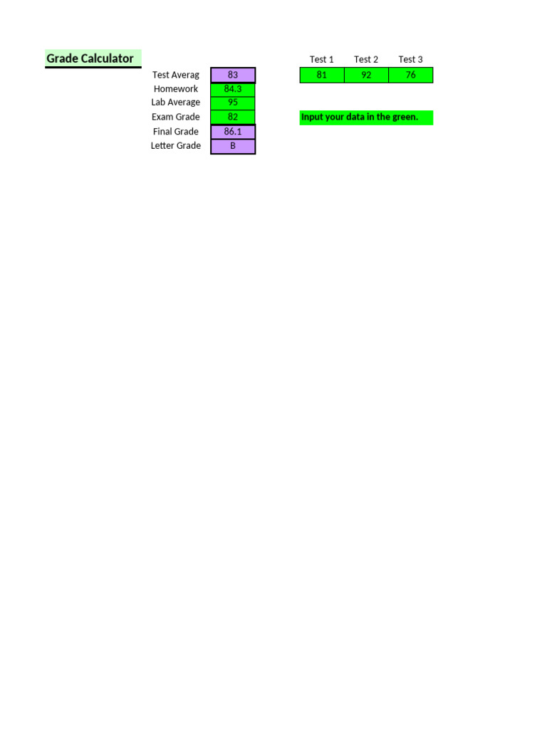 Grade Calculator for Tests and Homework | PDF