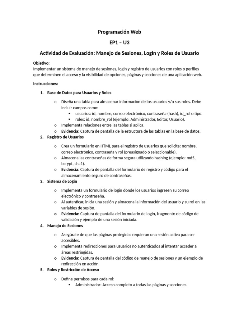 U3 EP1 Programación Web | PDF | Contraseña | Ciencias de la Computación