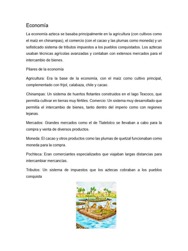 Economía Azteca: Agricultura y Comercio | PDF