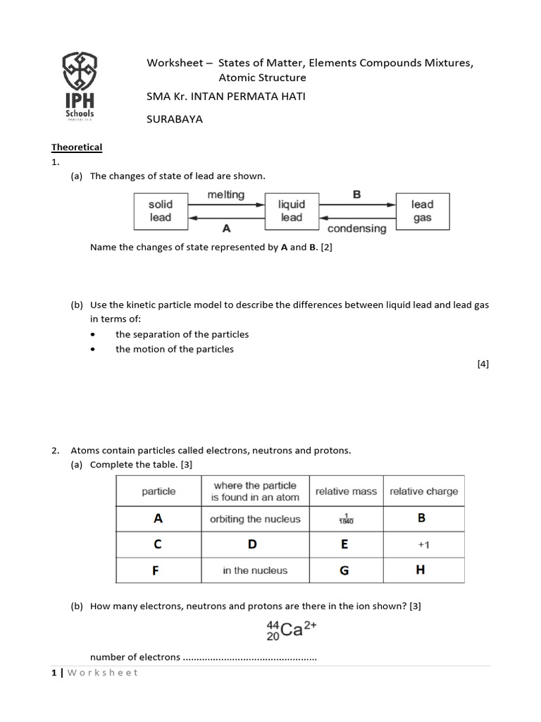 Worksheet 3 | PDF | Calcium | Proton