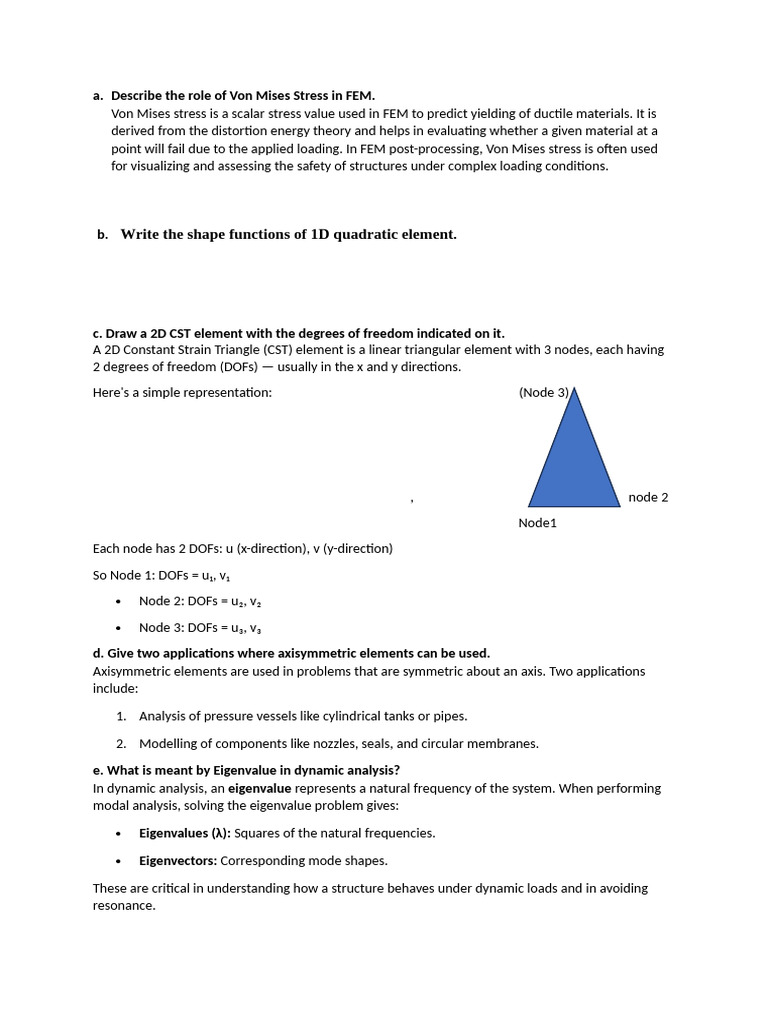 FEM PYQ Theory Answers | PDF | Eigenvalues And Eigenvectors | Finite Element Method