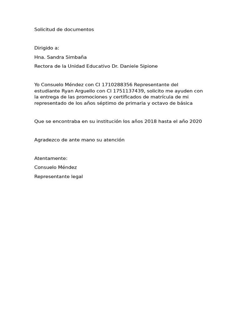 Solicitud de Documentos | PDF