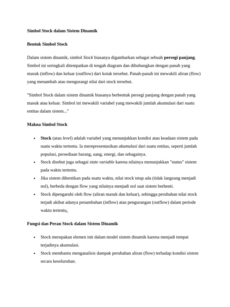 Simbol Stock Dalam Sistem Dinamik Diskusi 8 | PDF
