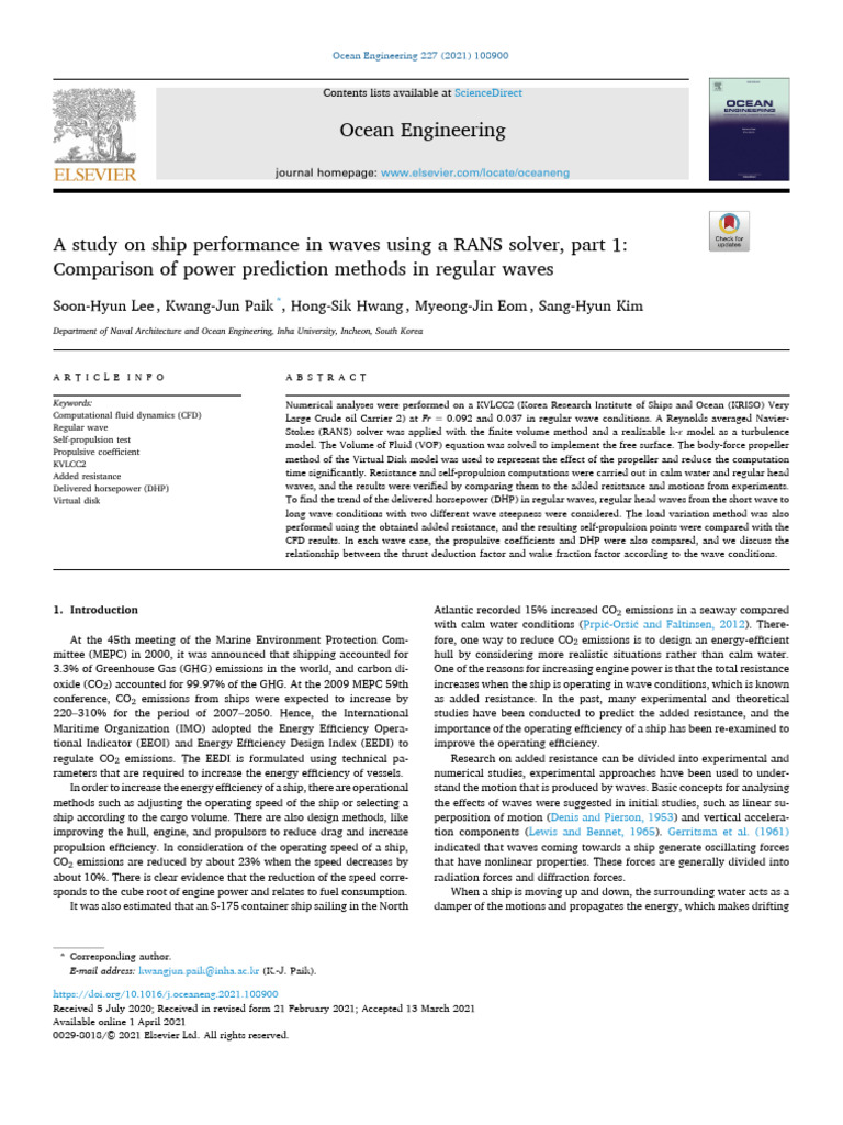 Ship Performance in Waves: RANS Analysis | PDF | Computational Fluid ...