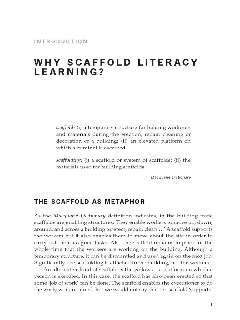 Scaffolding Literacy An Integrated and Sequential ... - (The Scaffold As Metaphore) | PDF ...