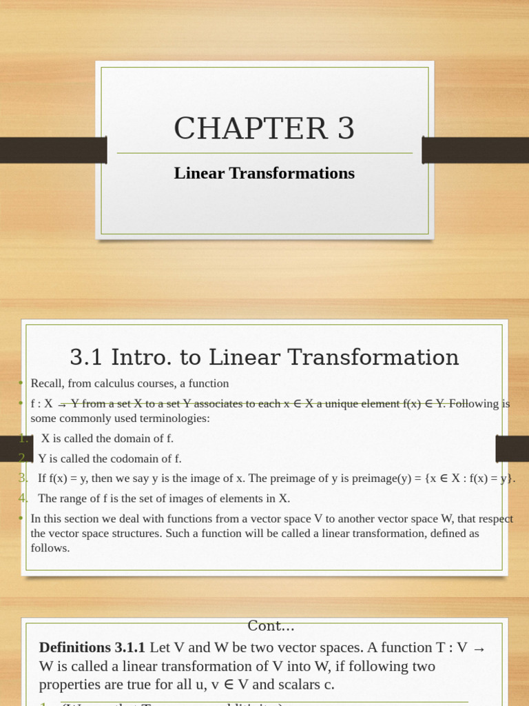 CHAPTER 3 Linear Algebra | PDF | Eigenvalues And Eigenvectors | Linear Map