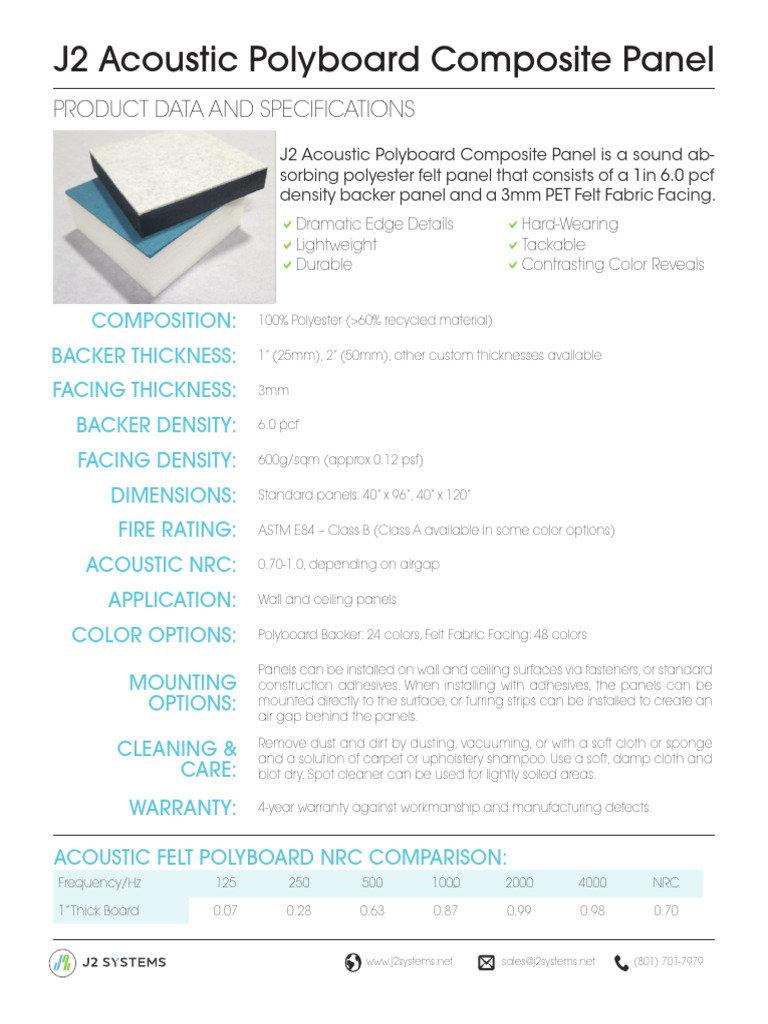 J2 Acoustic Polyboard Composite Data Sheet 2 | PDF